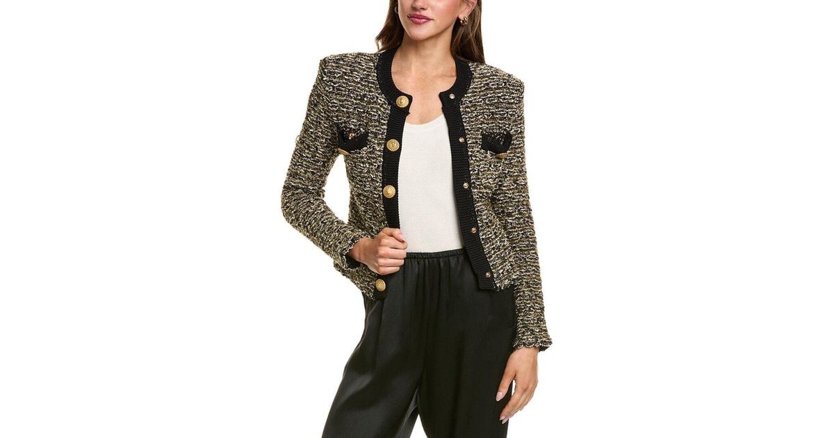 Beulah London Tweed Casual Jacket in Grey | Lyst UK