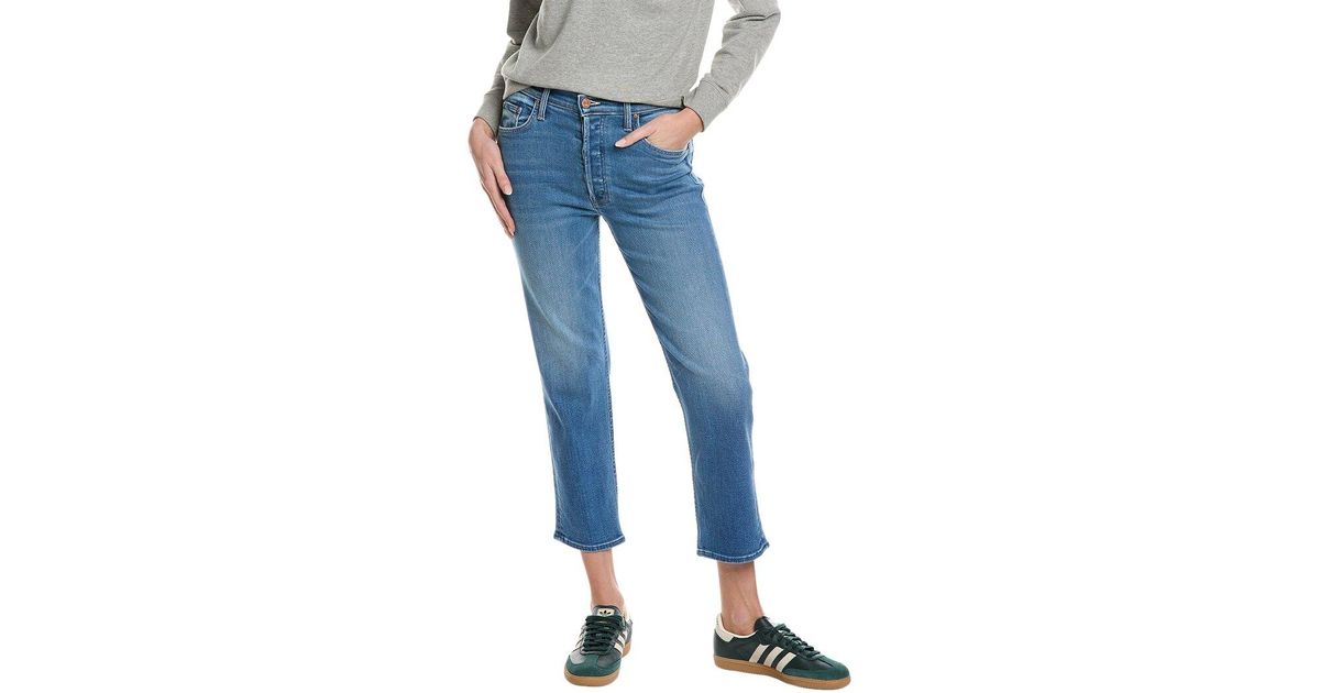 Mother The Tomcat High-Rise Layover Straight Leg Jean in Blue | Lyst