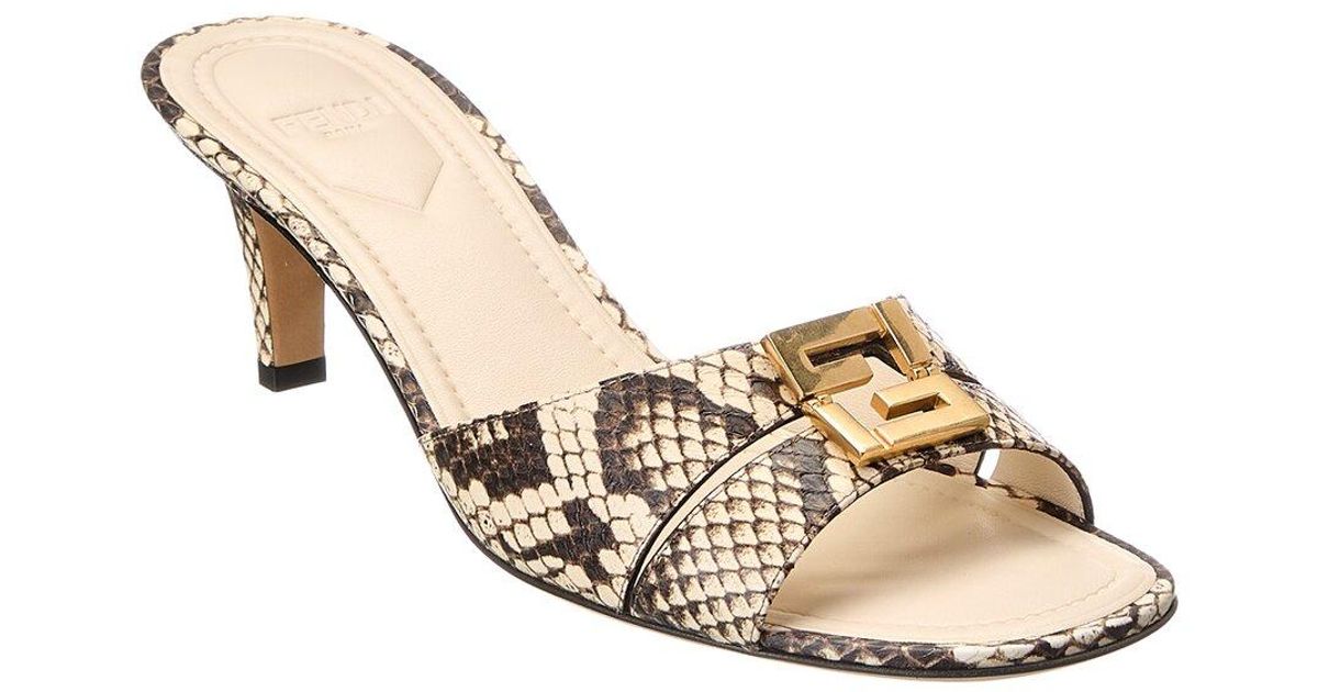 Fendi Ffold Snakeskin Sandal in Natural | Lyst