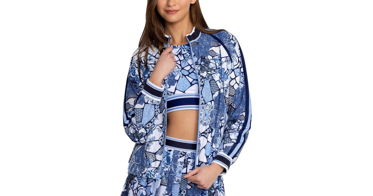 Johnny Was Sporty Bomber Jacket in Blue | Lyst