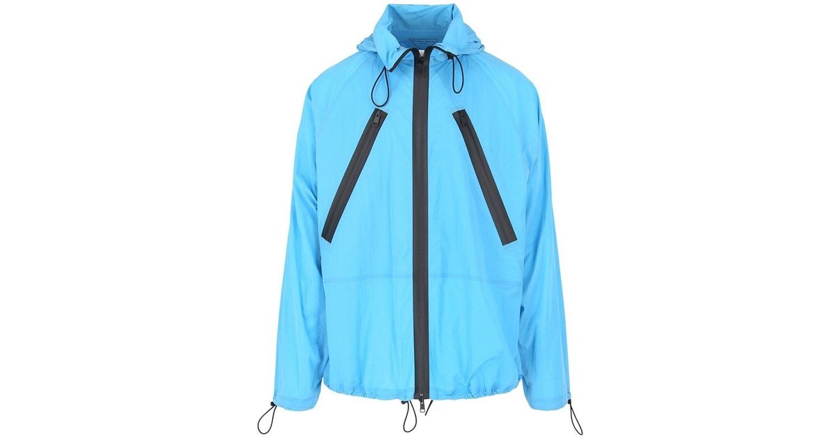 Bottega Veneta Hooded Zip Lightweight Jacket In Blue For Men Lyst