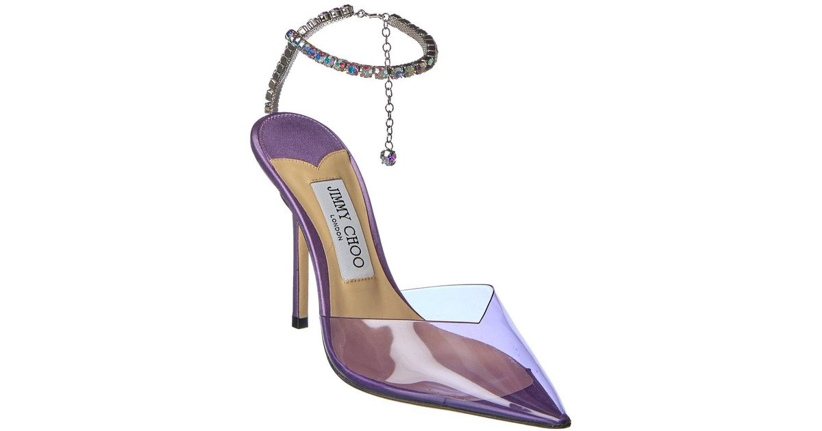 Jimmy Choo Saeda 100 Plexi & Leather Pump in Purple | Lyst