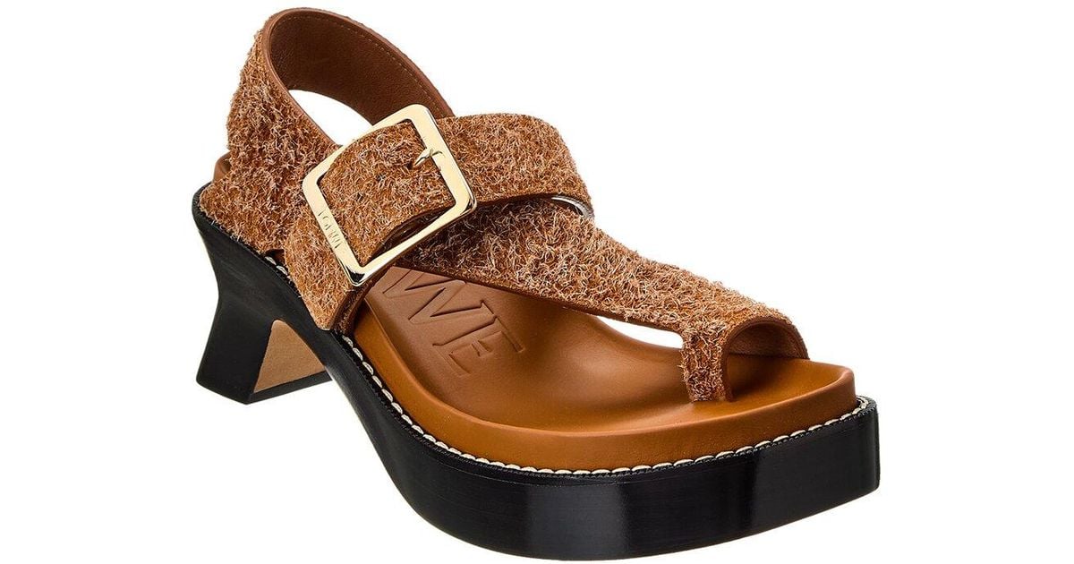Loewe Ease Suede Sandal in Brown | Lyst
