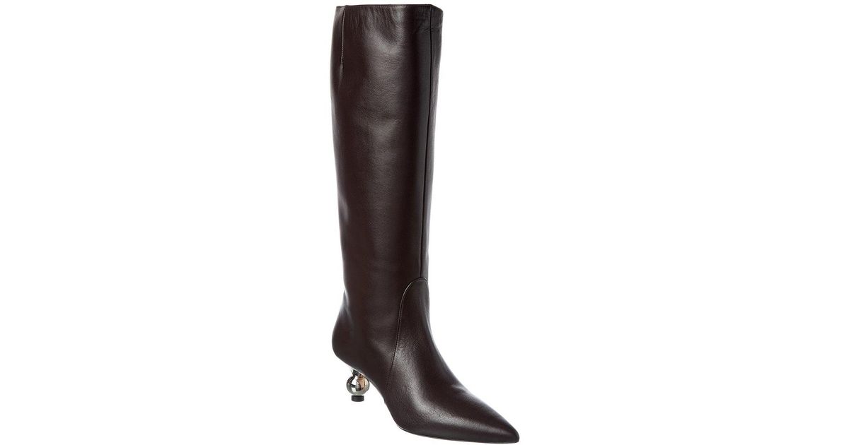 Weekend Max Mara Leather Knee-High Boot in Brown | Lyst UK