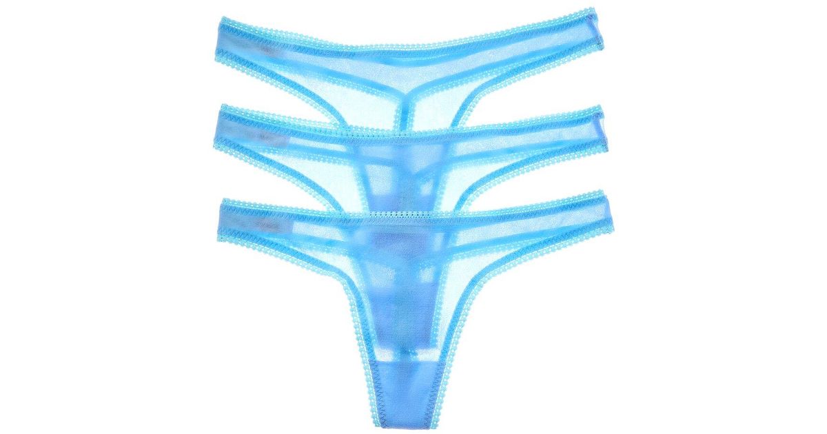 On Gossamer Set Of 3 Next To Nothing Micro G-String in Blue | Lyst UK