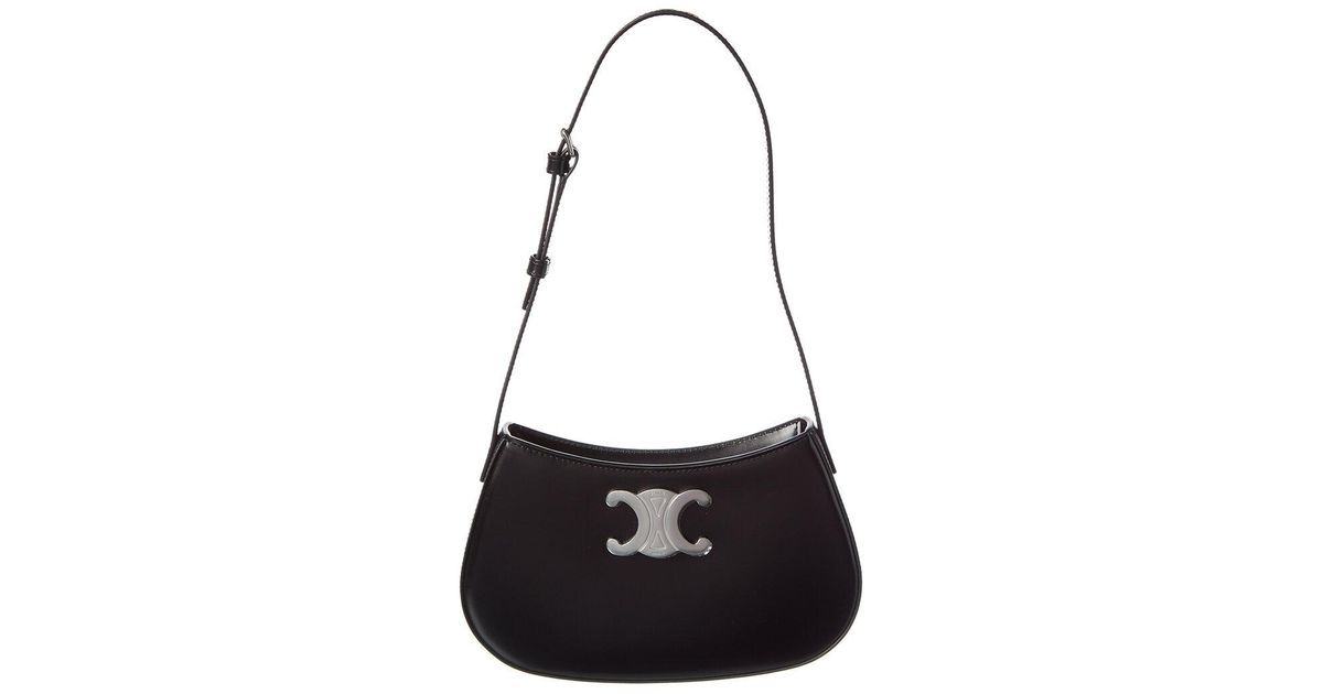 Celine Tilly Medium Leather Shoulder Bag in Black | Lyst