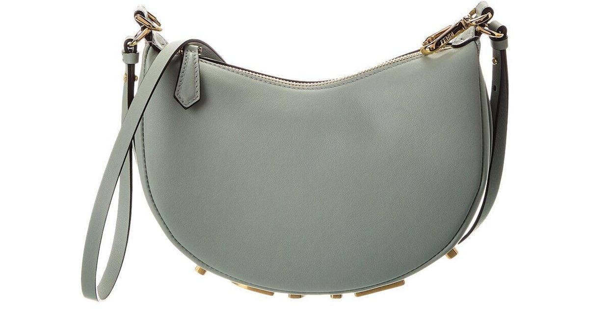 Fendi Graphy Mini Leather Hobo Bag in Gray | Lyst