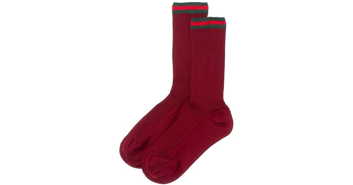 Gucci Web Socks in Red | Lyst UK