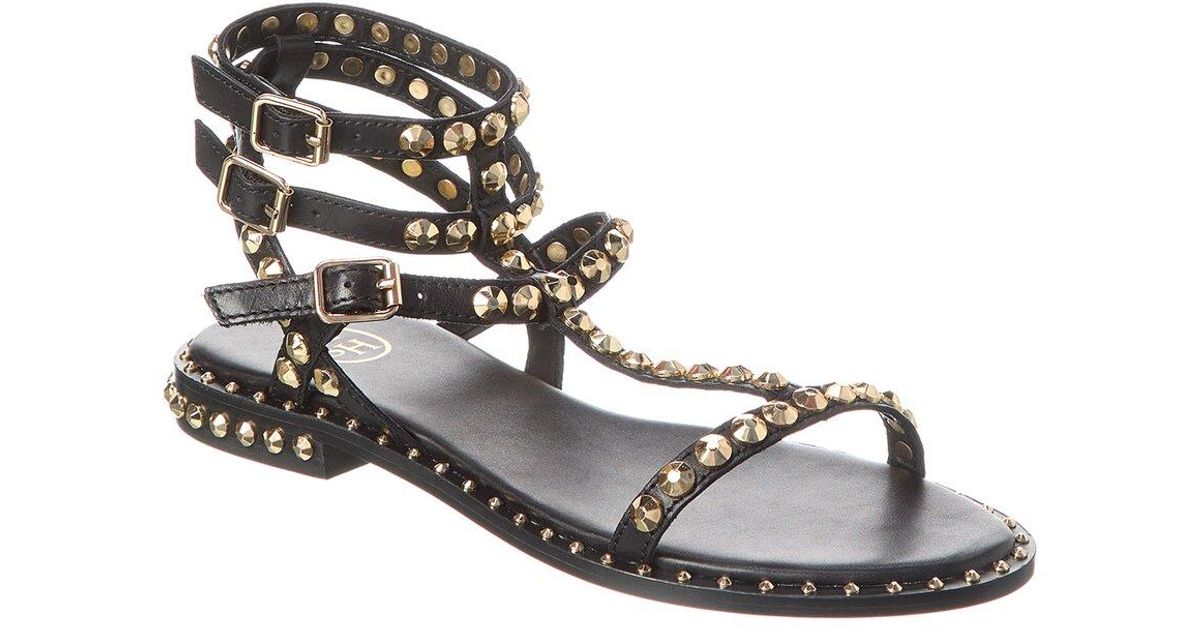 Ash Move Playa Studded Leather Sandal in Metallic | Lyst