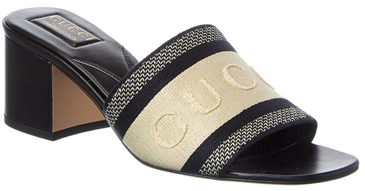 Gucci Web Canvas Mule in Black | Lyst