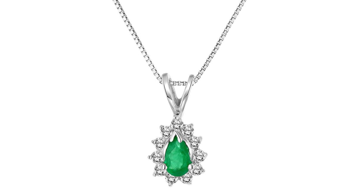 LEVARON 14K 0.35 Ct. Tw. Diamond & Emerald Pendant in Metallic | Lyst UK