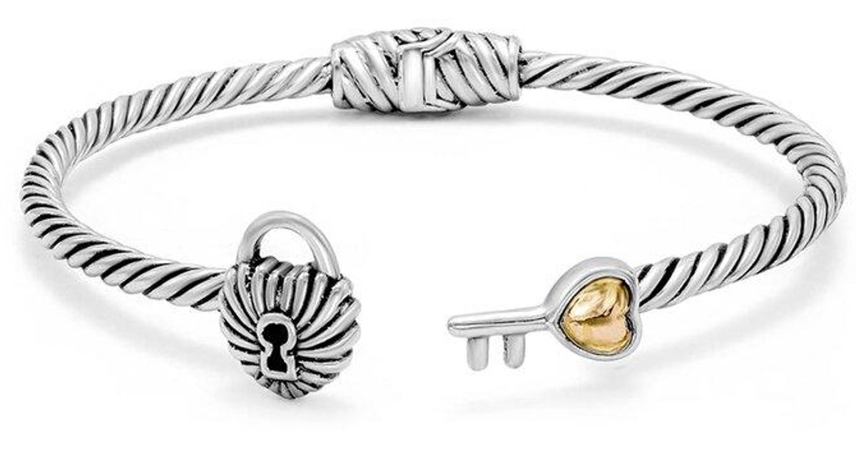 Samuel B. 18K & Key & Locket Bangle Bracelet in White | Lyst