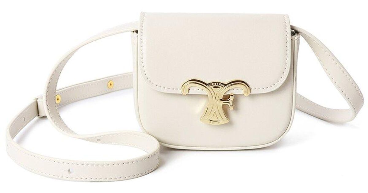 Tiffany & Fred Paris Smooth Mini Leather Crossbody in Natural | Lyst