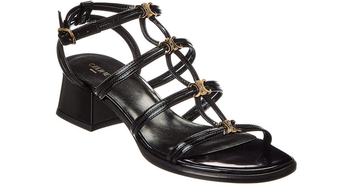 Celine Clemence Leather Sandal in Black | Lyst