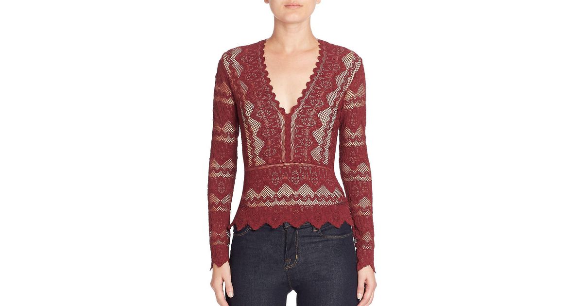 Nightcap Sierra Deep V-neck Top in Red | Lyst