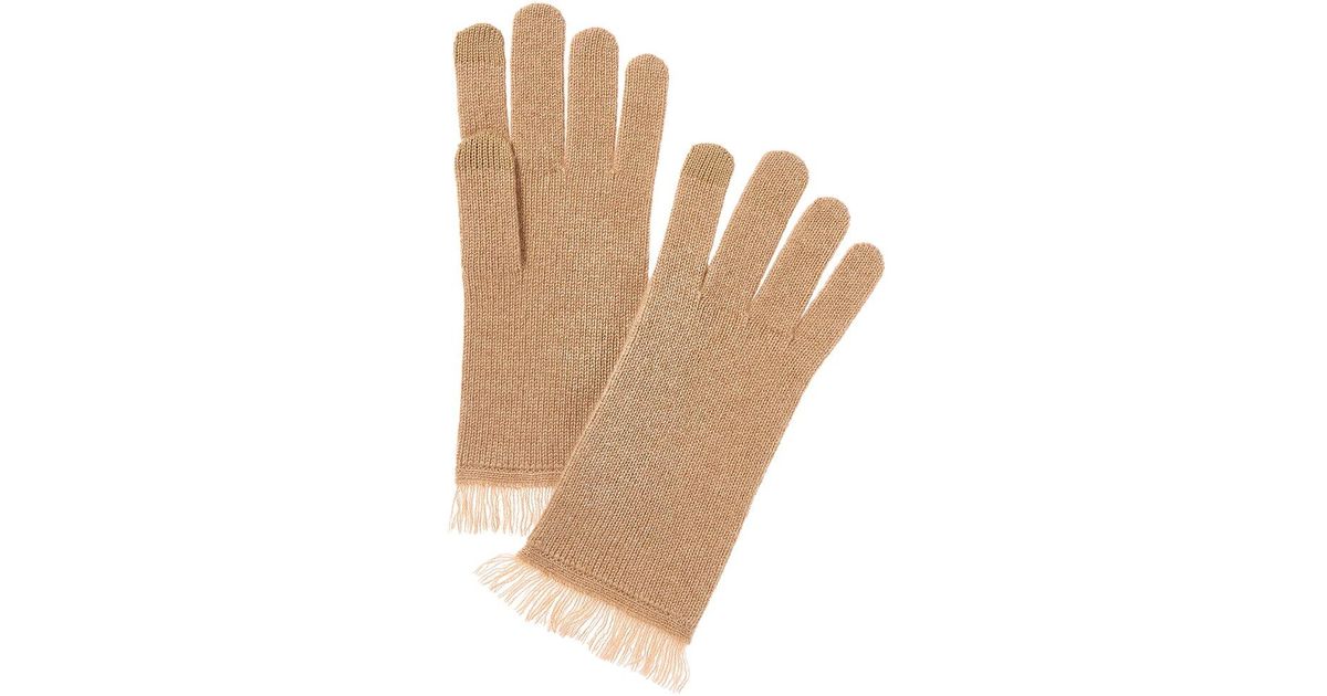 Amicale Cashmere Jersey Cashmere Gloves in Natural | Lyst UK