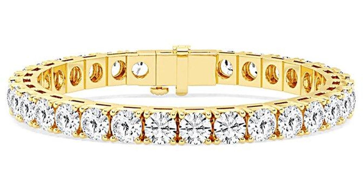 Lab Grown Diamonds 14k 15.00 Ct. Tw. Lab-grown Diamond Tennis Bracelet in Metallic | Lyst