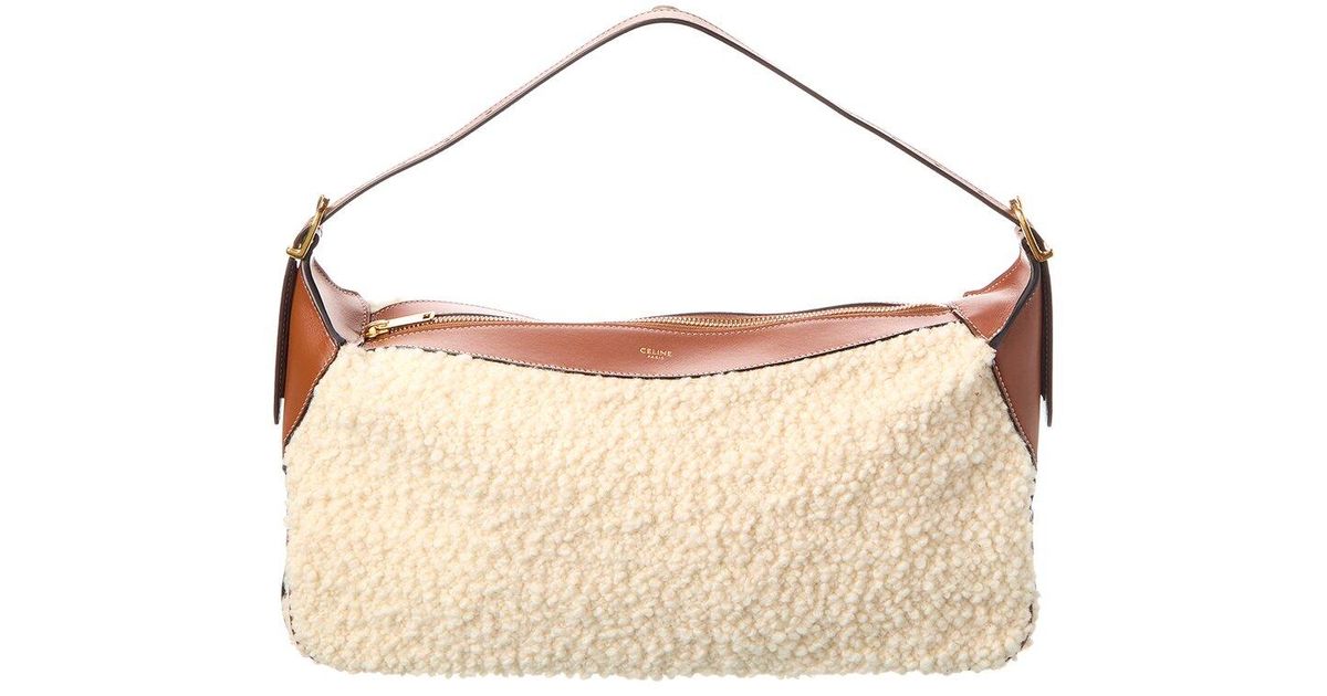 Celine Romy Medium Shearling & Leather Hobo Bag in Brown | Lyst
