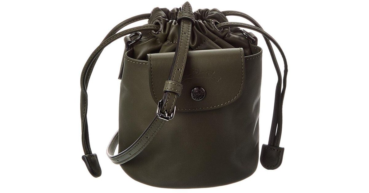 Longchamp Le Pliage Leather Bucket in Black | Lyst UK