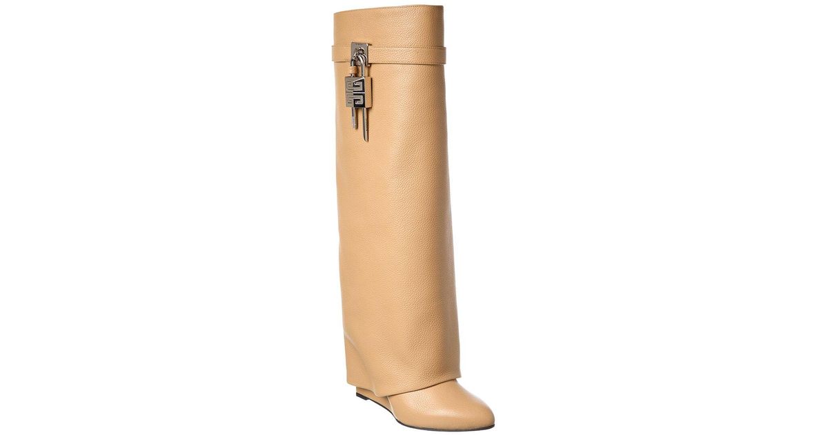 Givenchy Shark Lock Leather Boot in White | Lyst UK