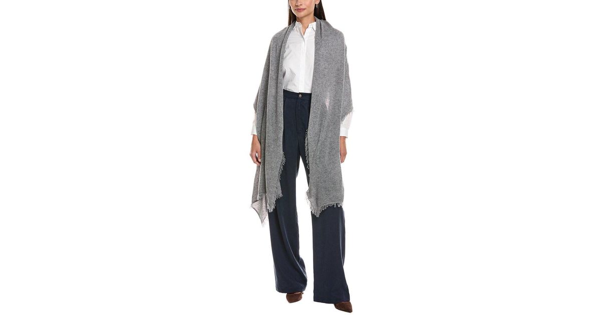 Forte Cashmere Fringe Cashmere Wrap in Grey | Lyst UK