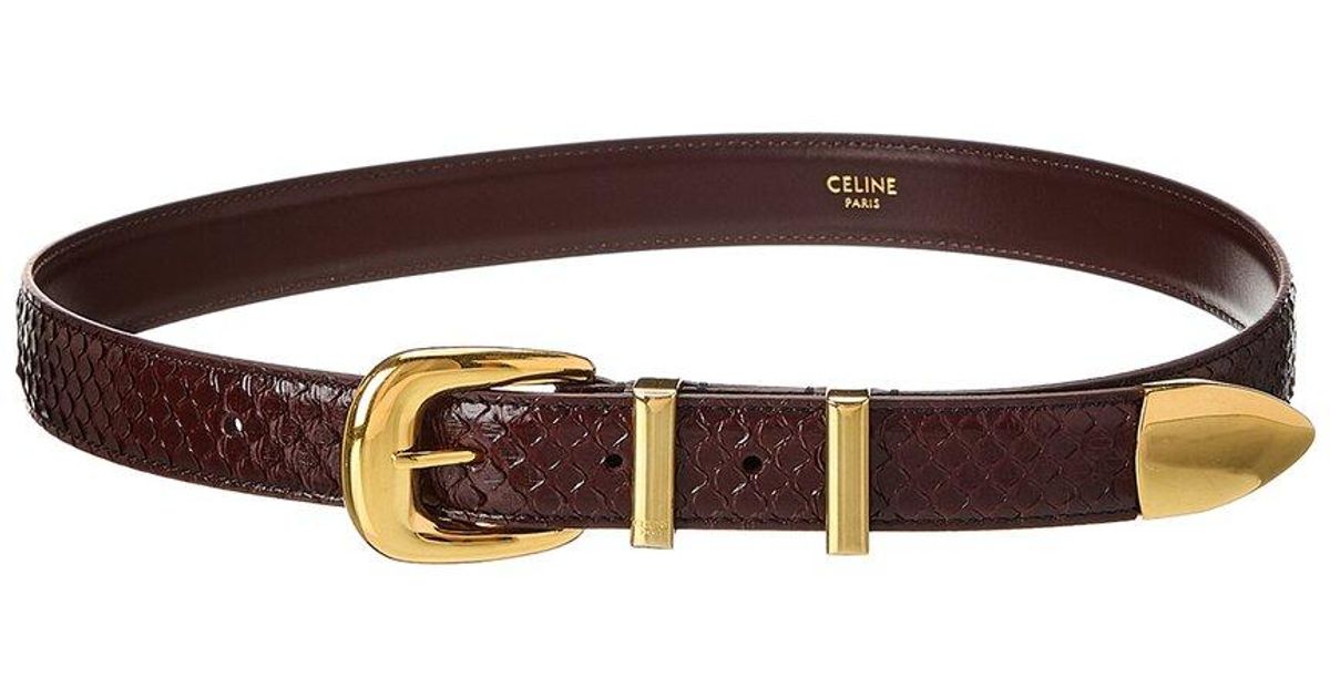Celine Python Western Belt in Brown | Lyst
