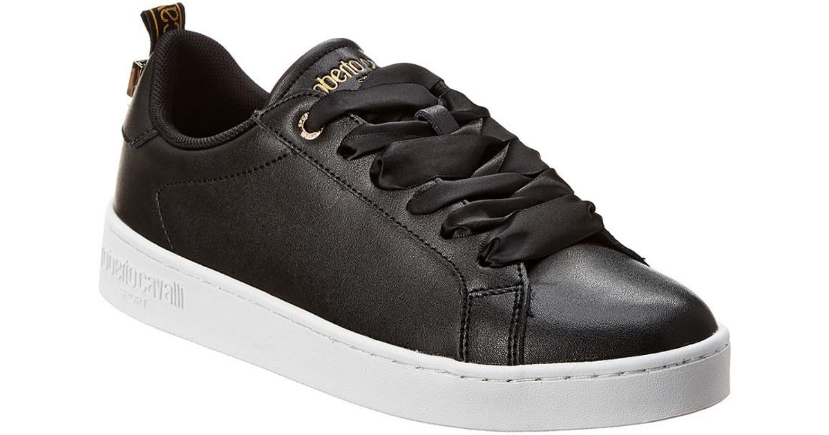 Roberto Cavalli Classic Leather Sneaker in Black - Lyst