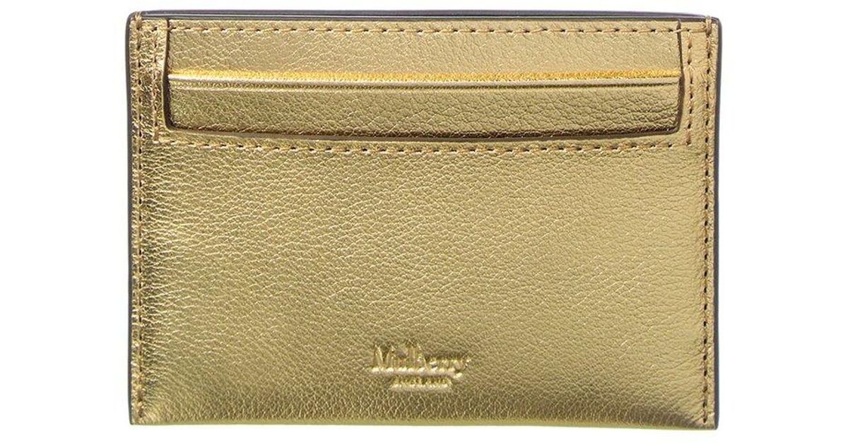 Mulberry Metallic Leather Card Case in Natural | Lyst