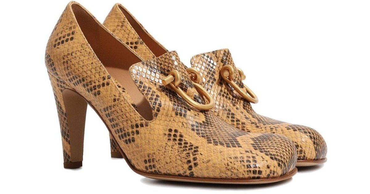 Bottega Veneta Python-embossed Leather Pumps in Brown | Lyst