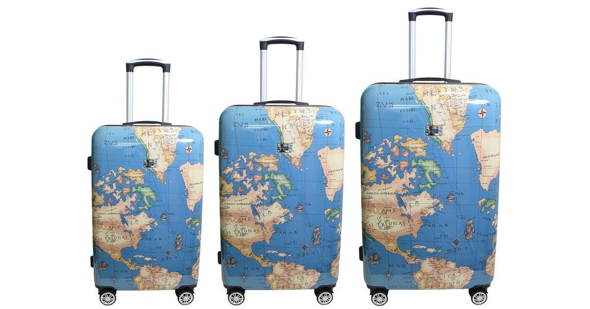 Adrienne Vittadini World Maps Collection 3pc Hardcase Luggage Set in ...