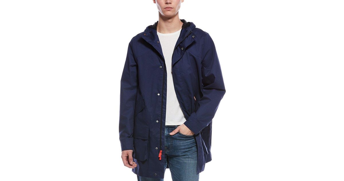 HUNTER Downing Twill Rain Coat in Blue for Men | Lyst UK