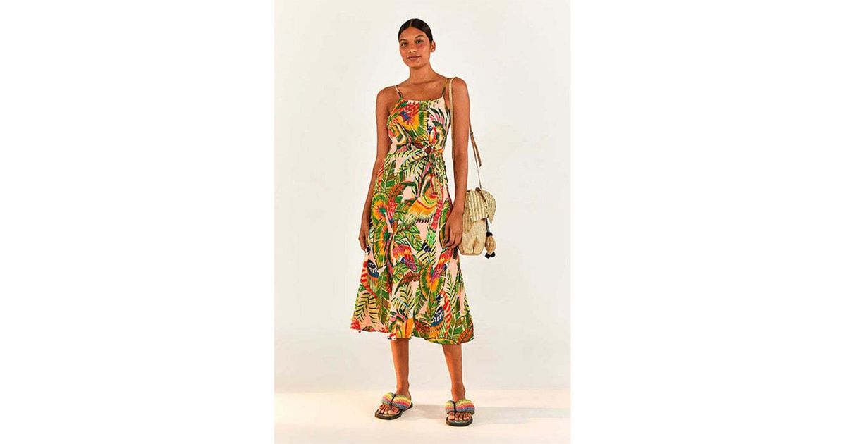 FARM Rio Macaw Leaves Midi Dress in Yellow | Lyst