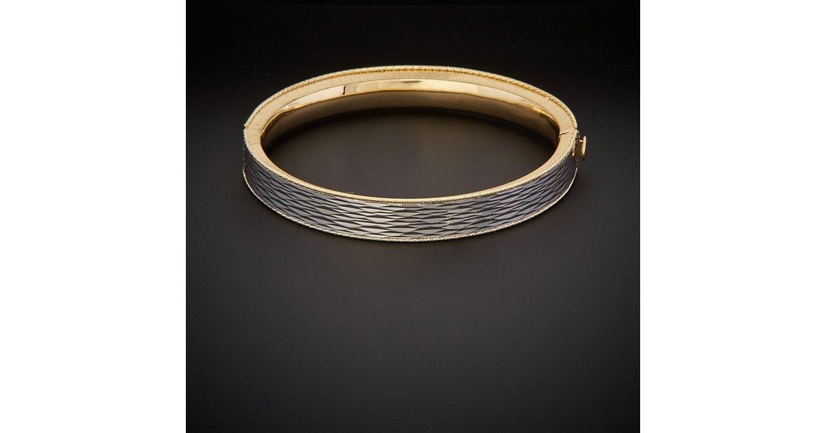 Italian Gold 14K Italian Two-Tone Hinged Bangle Bracelet in Black | Lyst