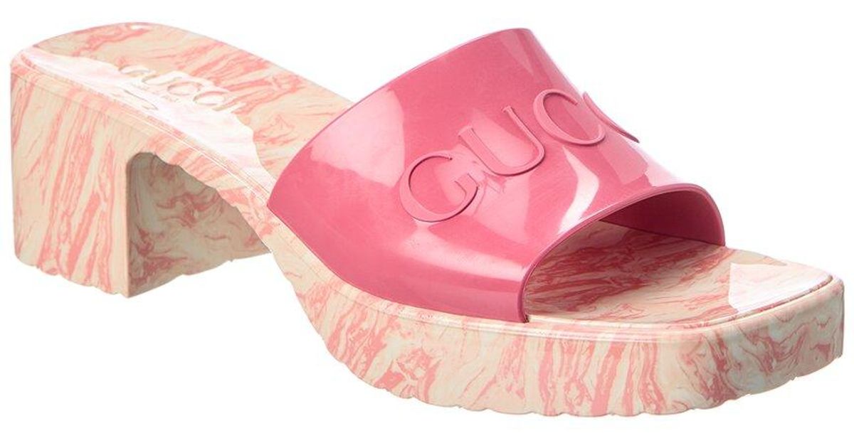 Gucci Rubber Platform Sandal in Pink | Lyst
