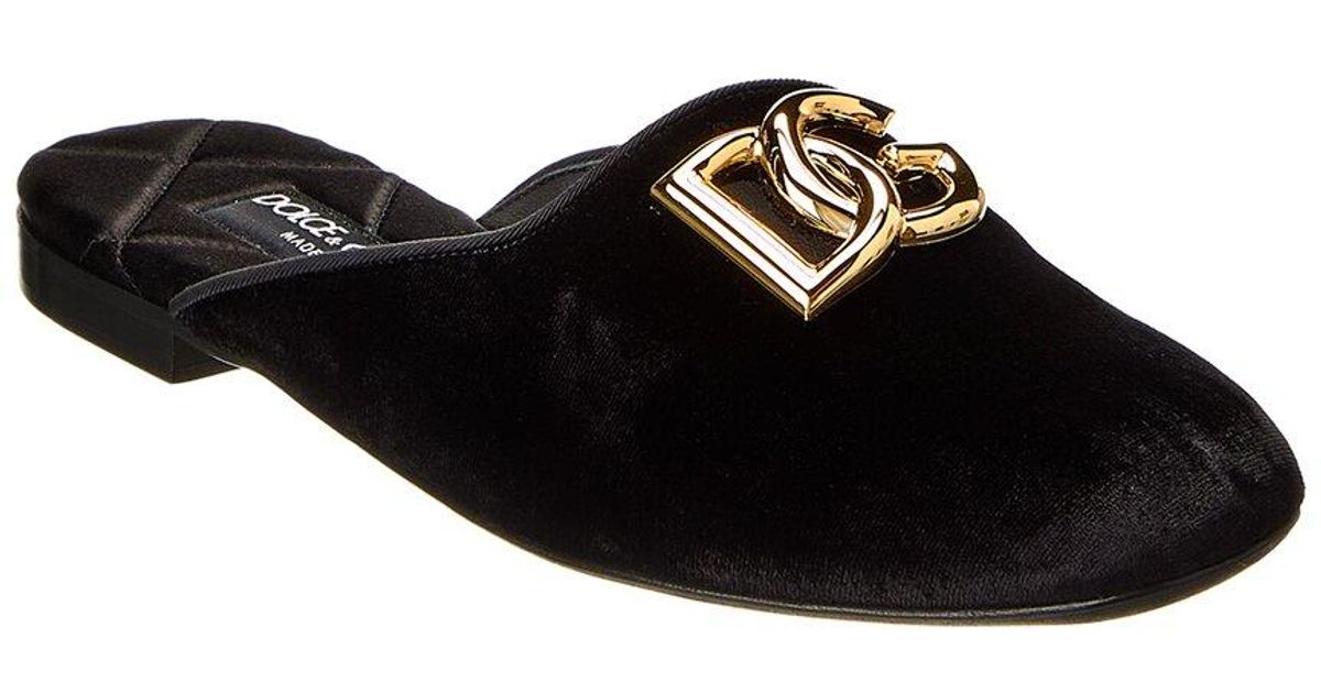 Dolce & Gabbana Velvet Mule in Black | Lyst