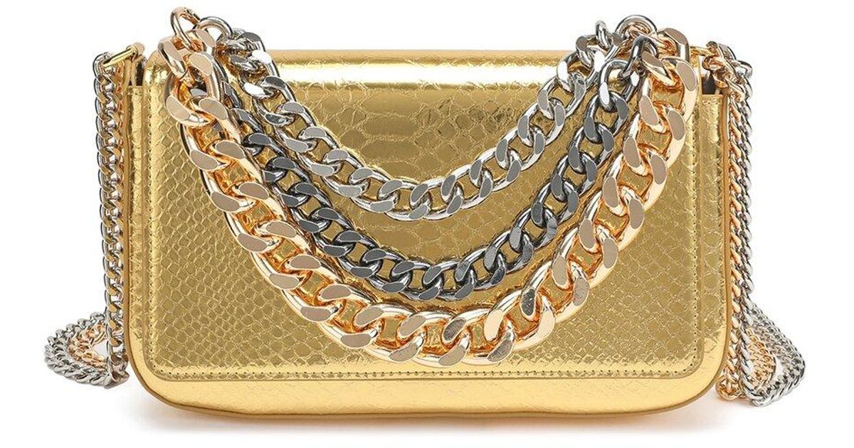 Tiffany & Fred Paris Chain Leather Messenger Bag in Metallic | Lyst