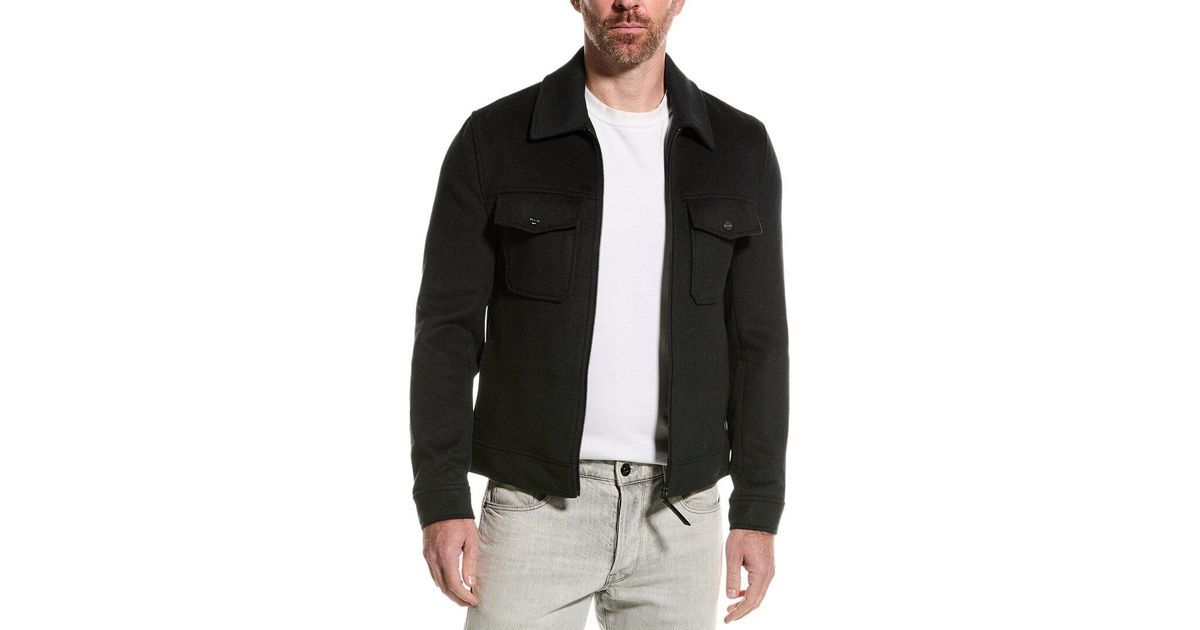 Reiss Peridoe Zip-Through Wool-Blend Shacket in Black for Men | Lyst