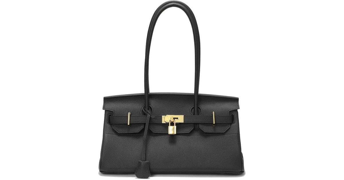 Tiffany & Fred Paris Structured Leather Top-Handle Tote in Black | Lyst