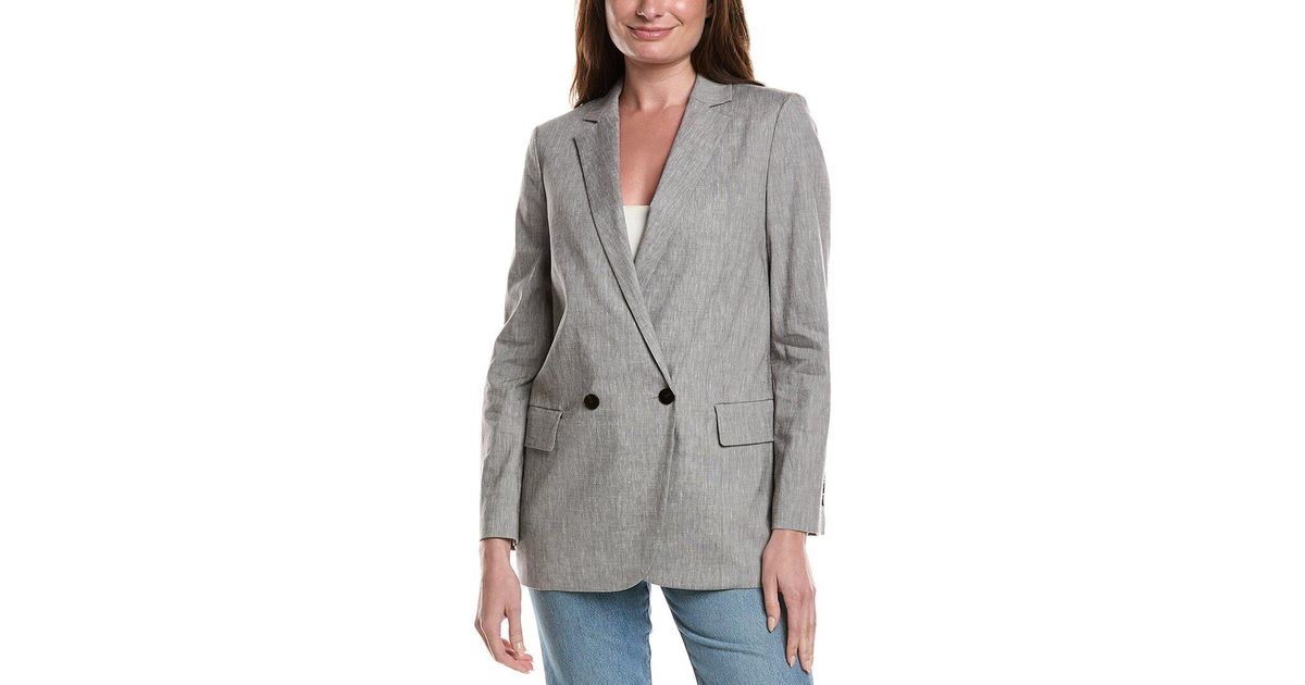 Theory Double Breasted Oversized Boy Jacket in Grey | Lyst UK