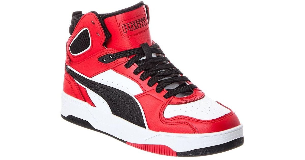 PUMA Rbd Break Mid Leather Sneaker in Red for Men | Lyst
