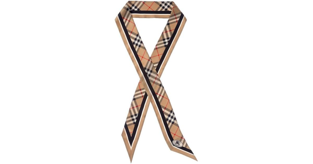 Burberry Logo Silk Scarf in Metallic | Lyst UK