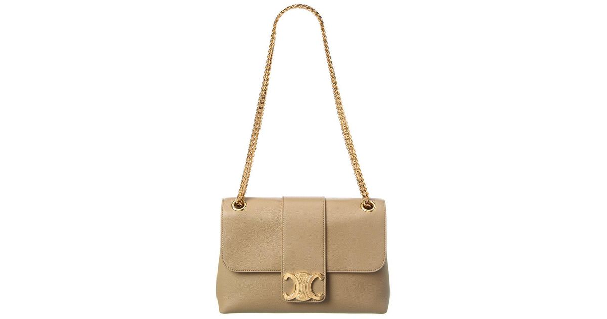 Celine Victoire Medium Leather Shoulder Bag in Natural | Lyst