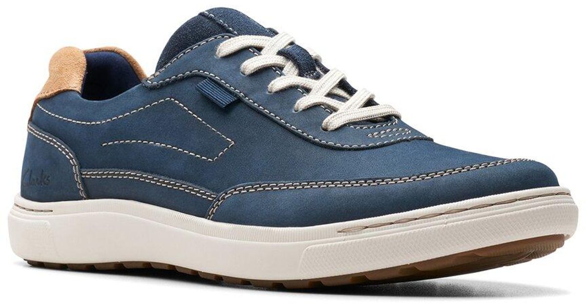 Clarks Mapstone Trail Leather Sneakers in Blue for Men | Lyst