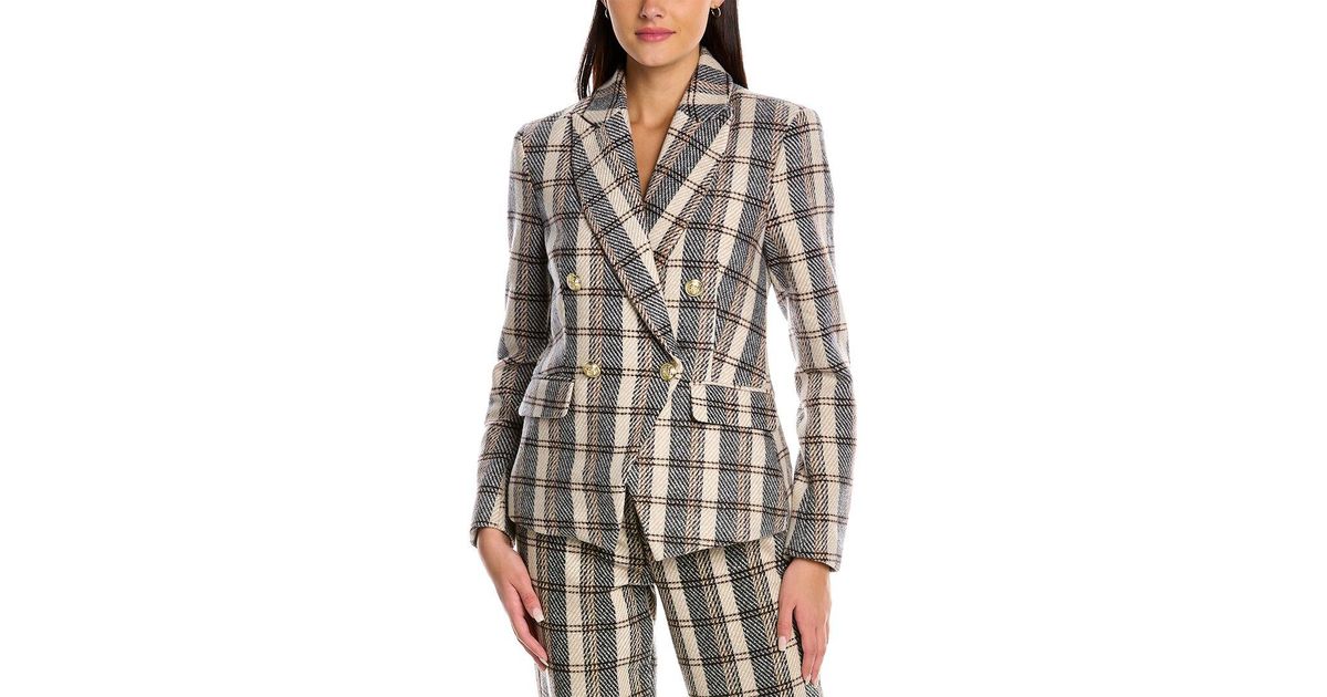 Alexia Admor Classic Double-Breasted Wool-Blend Blazer in Gray | Lyst