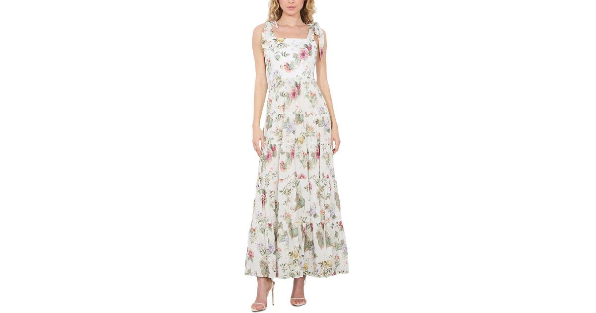 Alice + Olivia Monnie Tie Strap Tiered Maxi Dress in White | Lyst