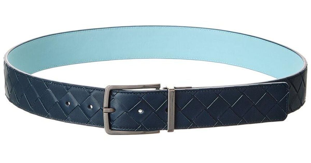 Bottega Veneta Intrecciato Leather Belt in Blue for Men | Lyst UK