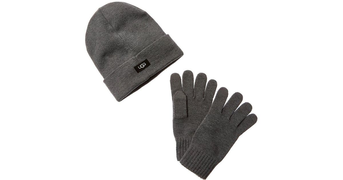UGG Wool-blend Knit Tech Glove & Hat Gift Set in Black for Men | Lyst