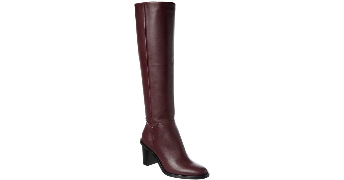 Max Mara Leather Knee-High Boot in Brown | Lyst