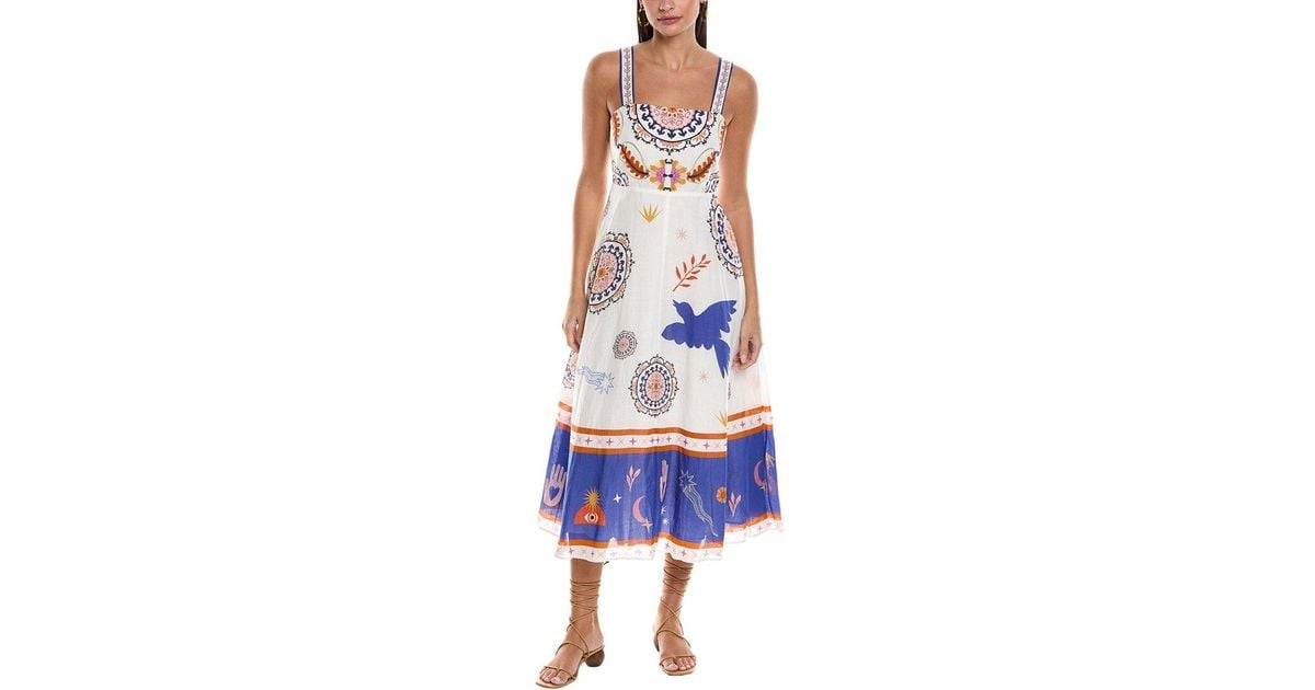 Johnny Was Luisa Linen Midi Dress in White | Lyst