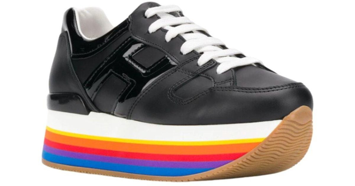 Hogan Rainbow Leather Platform Sneaker in Black | Lyst UK